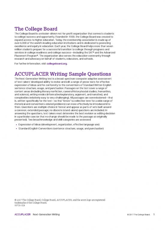 Next Generation Sample Questions Writing