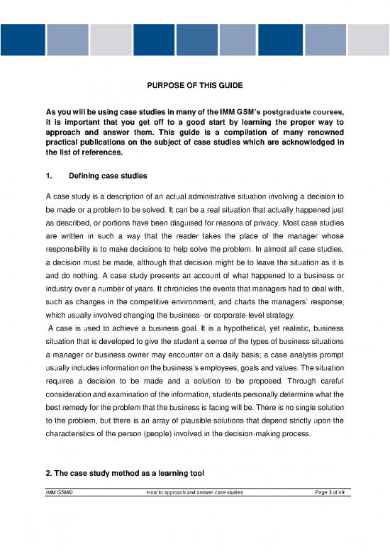 Study Pdf 118369 | Guidelines On How To Approach And Answer Case Studies