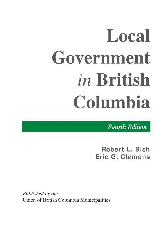 Local Government In Bc 4th Edition