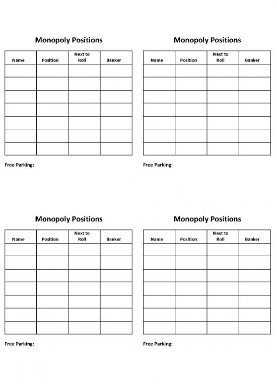 Monopoly Pdf 122466 | Monopoly Positions Printable