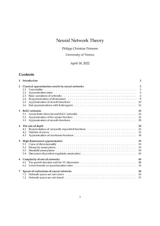 Neural Network Theory