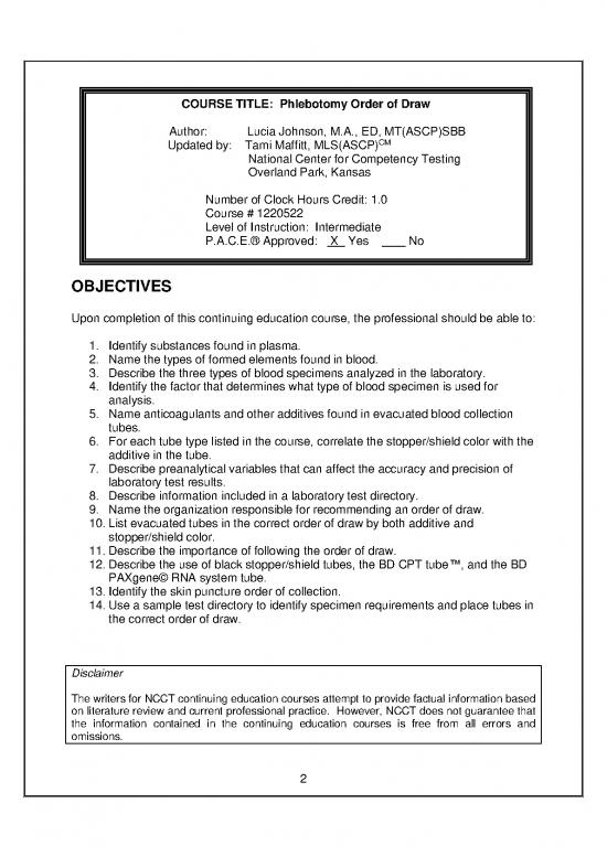 Phlebotomy Order Of Draw