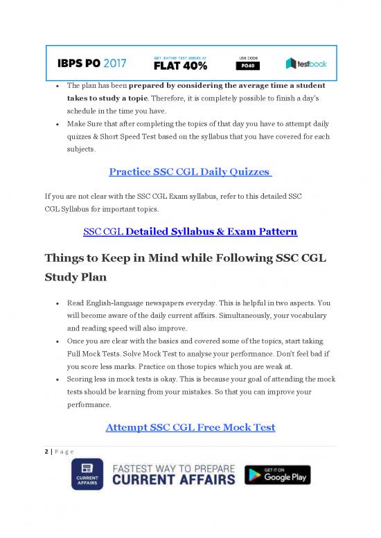 Ssc Cgl Study Plan For Tier I 2017