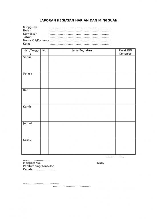 File - Laporan Kegiatan Id 11016 | Laporan Mingguan Dan Harian