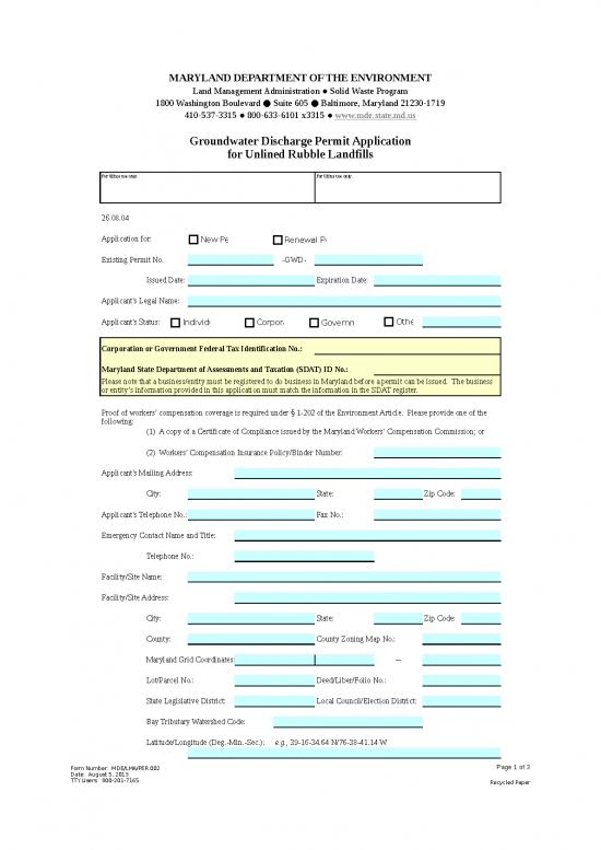 Excel Sheet Download 11503 | Groundwater Discharge Permit For Unlimited ...