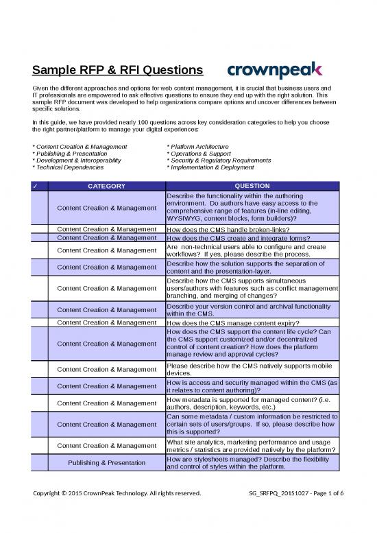 Download Form Excel 11573 | Crownpeak Sample Rfp And Rfi Questions ...