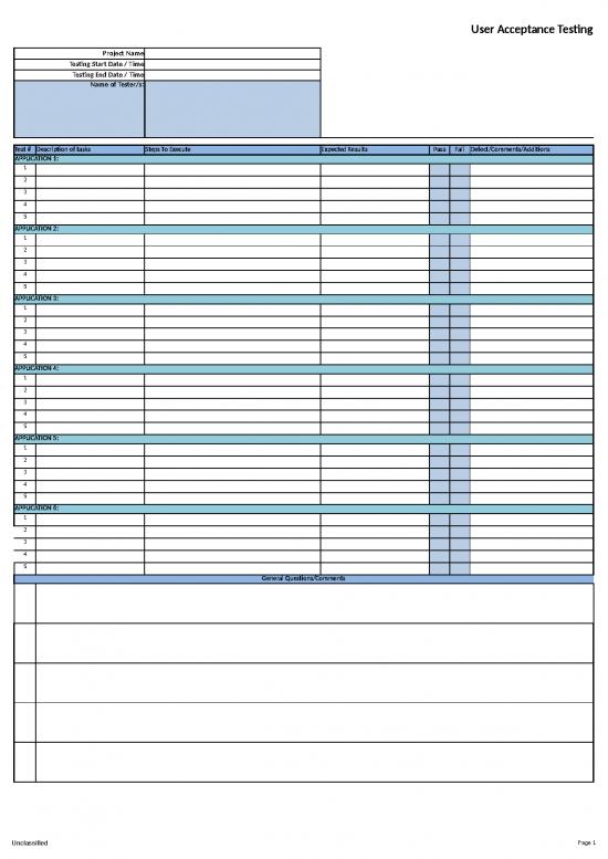 Uat Template | Sample Application