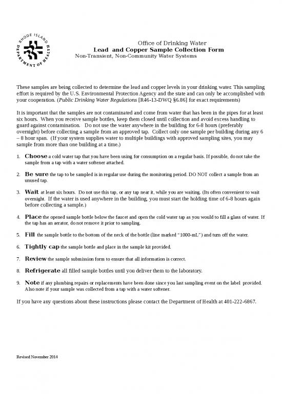 Facilitydrinkingwater | Sample Submission