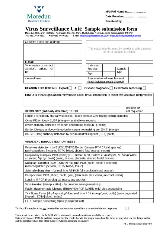 Moredun Sac Sub Form V9 002 | Sample Submission