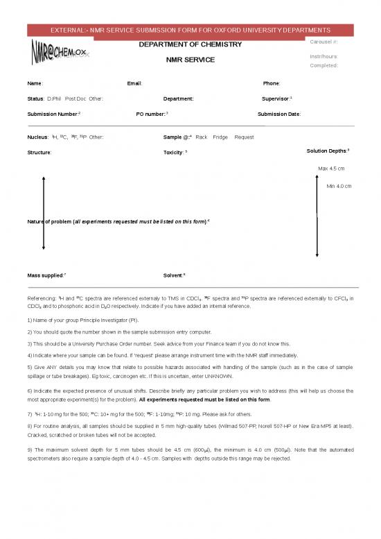 University Submission Form 2019 | Sample Submission