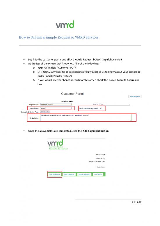 How To Submit A Sample Request To Vmrd Services | Sample Submission