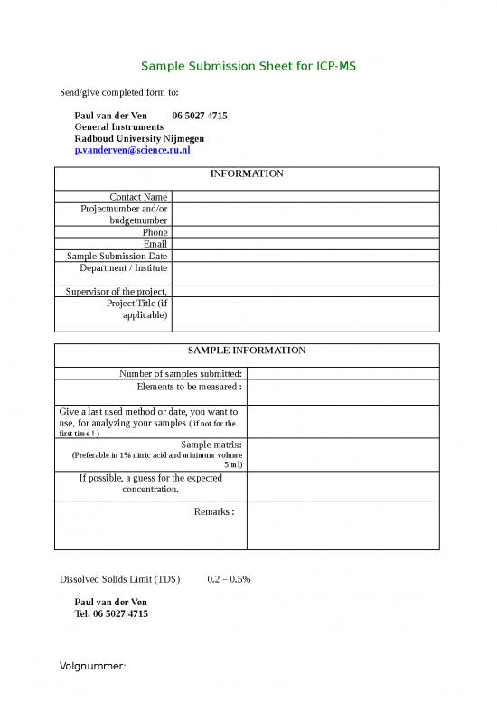 Icp Mssample Submission Sheet | Sample Submission