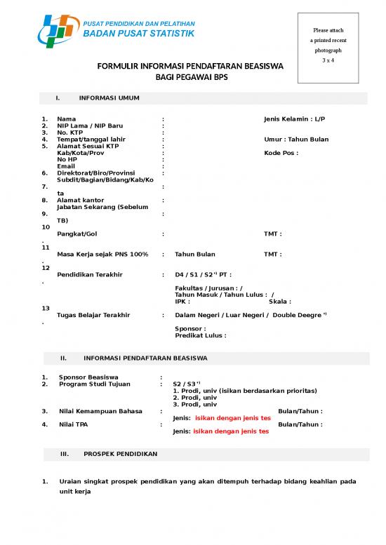 Formulir Informasi Pendaftaran Beasiswa
