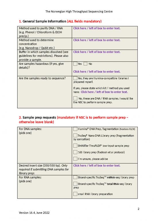 Sample Submission Form (illumina) | Sample Submission
