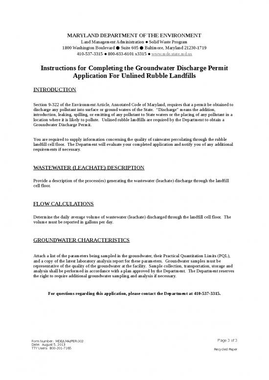 Excel Sheet Download 11503 | Groundwater Discharge Permit For Unlimited ...