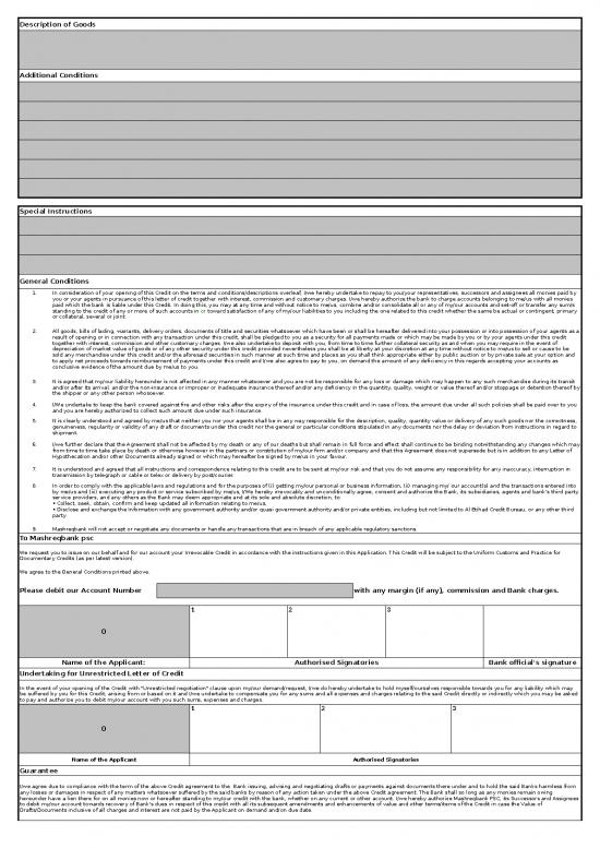 Import Lc Application Form | Sample Application