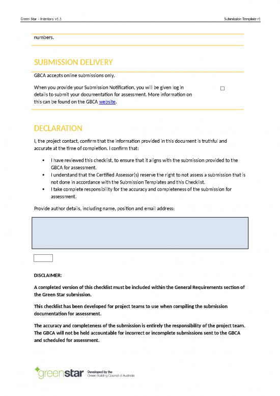00b Submission Requirements Checklist Template | Sample Submission