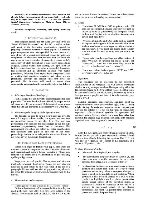 Conference Template A4 | Sample Submission