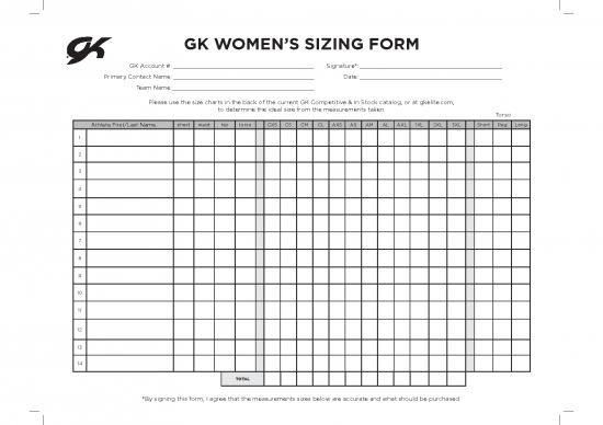Measurements Pdf 124928 | 2020 Gk Sizing Forms