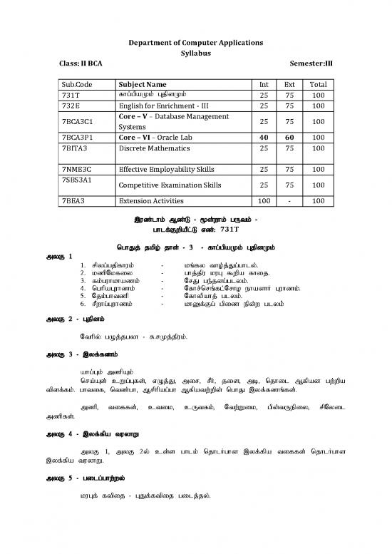 Bca Odd Semester Syllabus 2020 2021