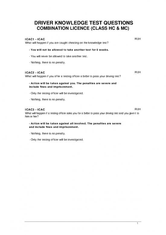 General Knowledge Pdf 123659 | Driver Knowledge Test Questions Heavy ...