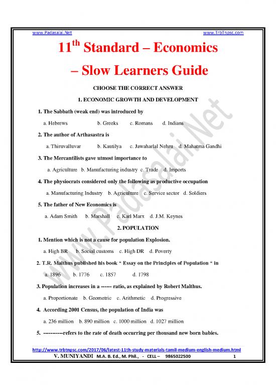 Economics Pdf 125368 | Padasalai Net 11th Economics For Slow Learners