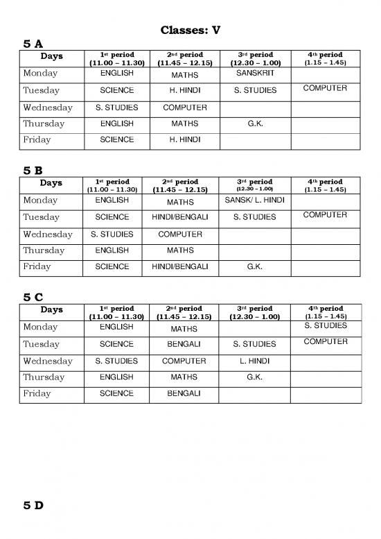 Computer Science Thesis Pdf 123968 | Time Table For Class V