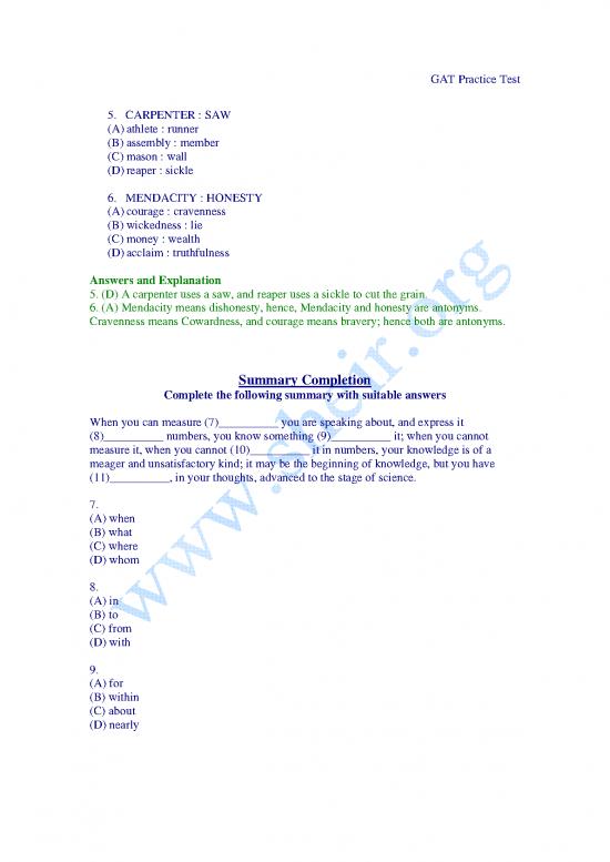 General Reading Test Pdf 124657 | Gat Sample Paper