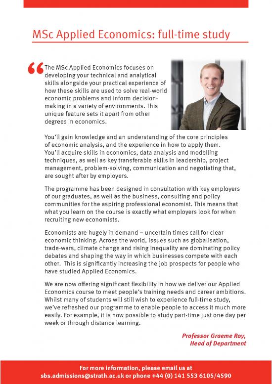 Applied Economics Pdf 127279 | Msc Ae Full Time Study A5 Booklet