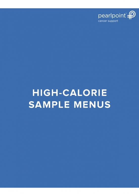 Diet Therapy Pdf 132217 | High Calorie Sample Menus