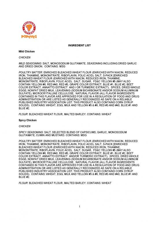 Popeyes Ingredients
