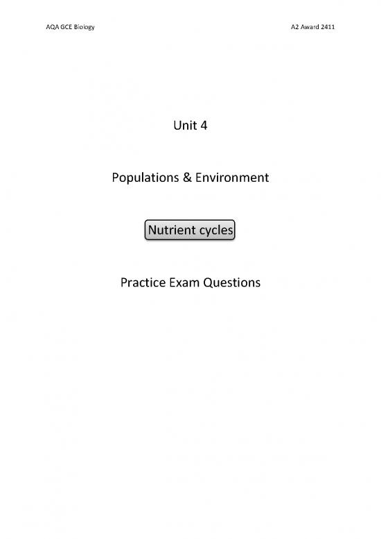 Unit 4 Nutrient Cycles