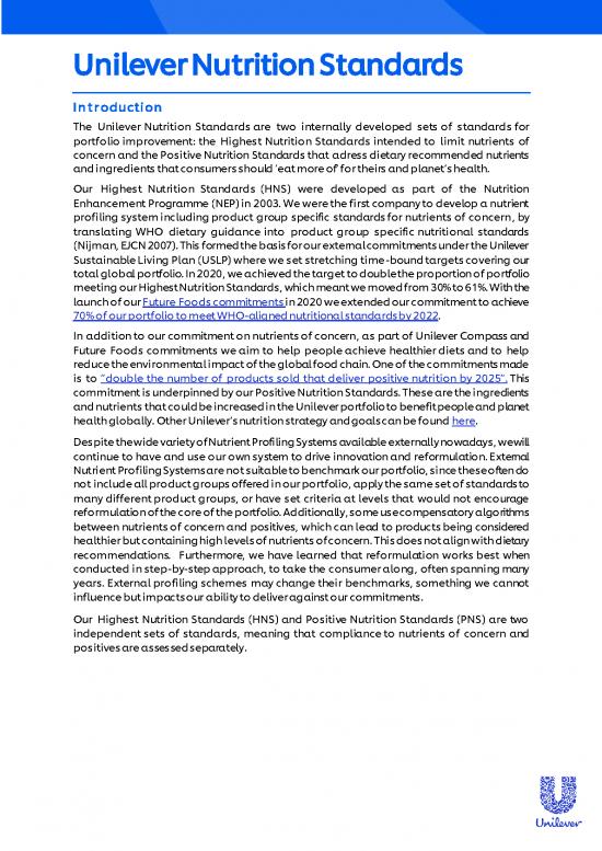 Nutrition Pdf 131442 | Unilever Nutrition Standards Booklet