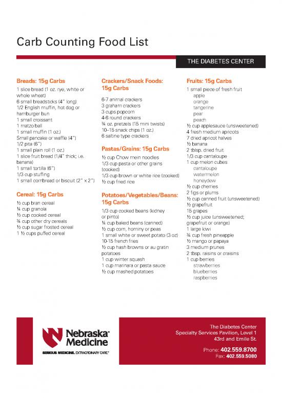 Carb Counting Pdf 134063 | 2 9212 Carb Counting Food List