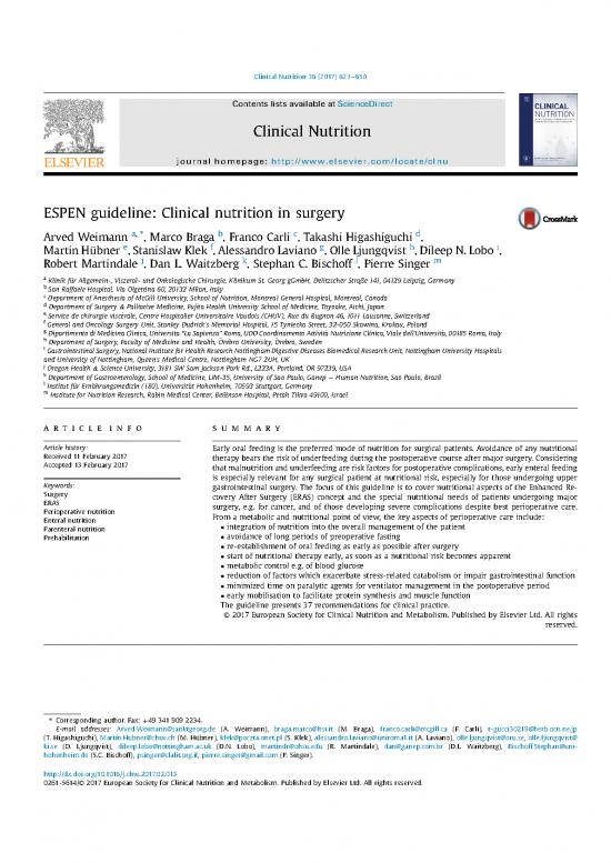 Nutrition Therapy Pdf 133550 | Espen Guideline Clinical Nutrition In Surgery