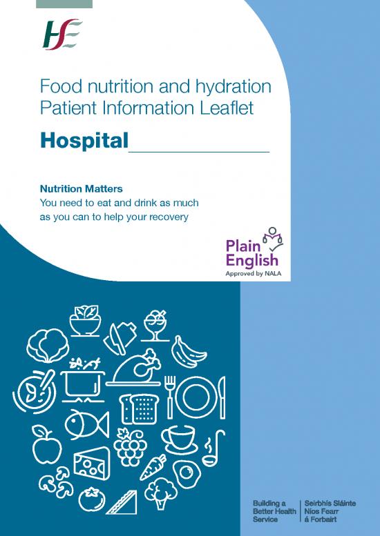 Food Nutrition Pdf 133807 | Patient Leaflet Hospital Food Cook Chill ...