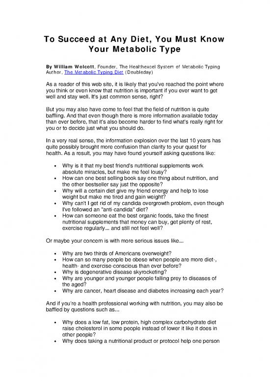 Diet Therapy Pdf 132990 | Why Metabolic Typing