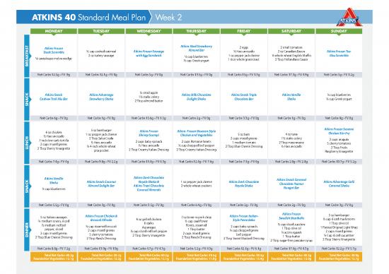 Oil Pdf 137094 | Atkins 40 Standard Meal Plan V2