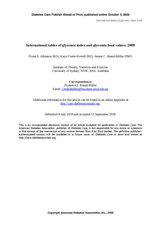 Nutrition Therapy Pdf 140500 | Glycemic Index