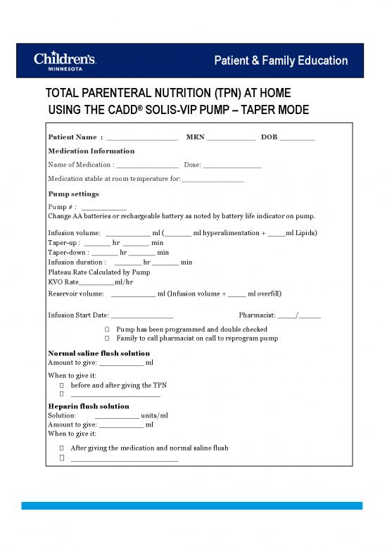 Nutrition Therapy Pdf 138759 | Iv Medicine At Home Cadd Solis Vip Tpn Taper