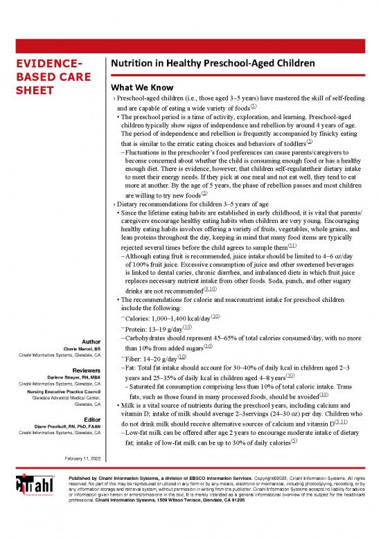 Healthy Nutrition Pdf 138986 | Nutrition Reference Center Care Sheet ...