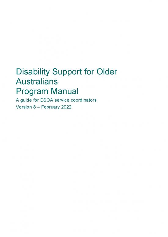 Disability Support For Older Australians Program Manual