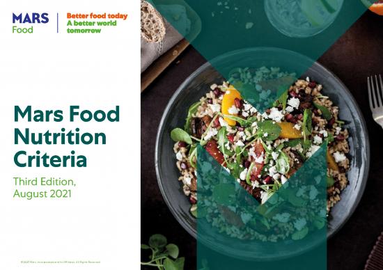 Healthy Nutrition Pdf 141024 | Final Mars Food Nutrition Criteria 3e