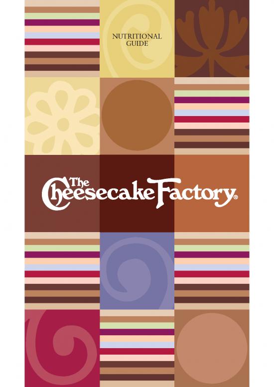 The Cheesecake Factory Nutritional Guide