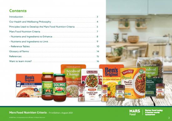 Healthy Nutrition Pdf 141024 | Final Mars Food Nutrition Criteria 3e