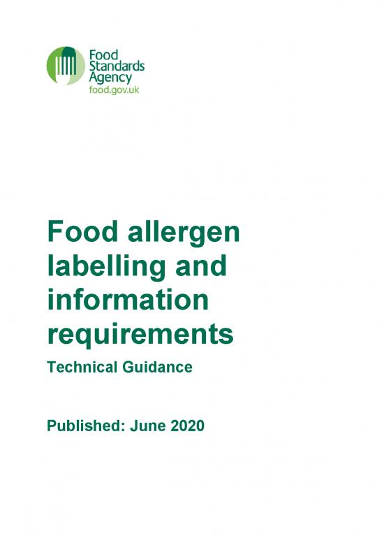 Fsa Food Allergen Labelling And Information Requirements Technical ...