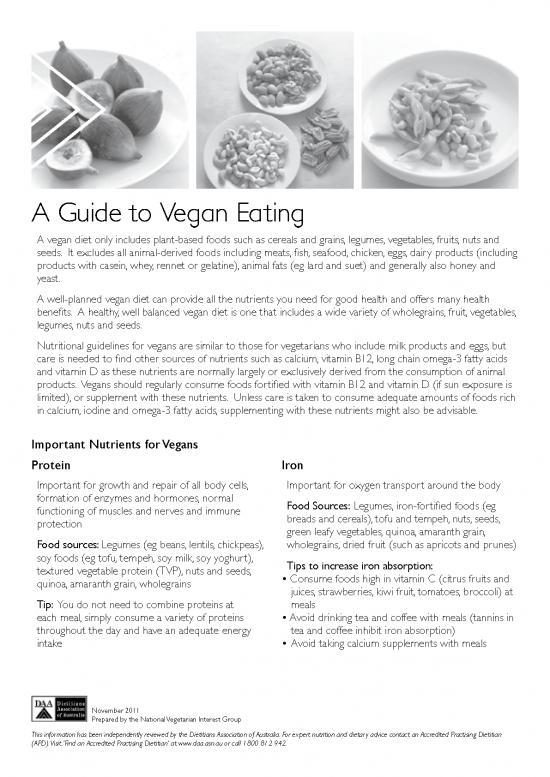 Healthy Eating Guide Pdf 147059 | A Guide To Vegan Eating Factsheet