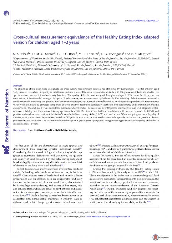 Public Nutrition Pdf 147924 | Cross Cultural Measurement Equivalence Of ...