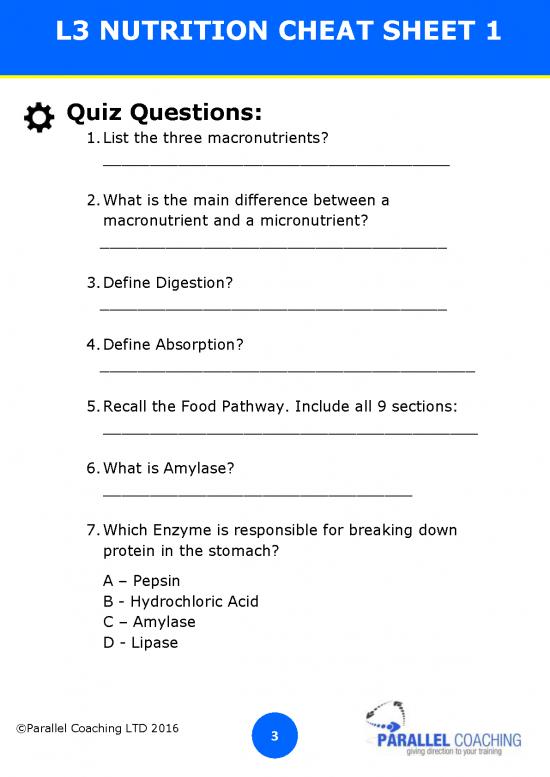 Nutrition Therapy Pdf 145820 | Cheat Sheet Module 1 Digestion And Nutrition