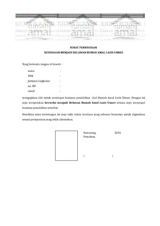 File - Surat Pernyataan Id 13643 | Surat Kesediaan Menjadi Relawan